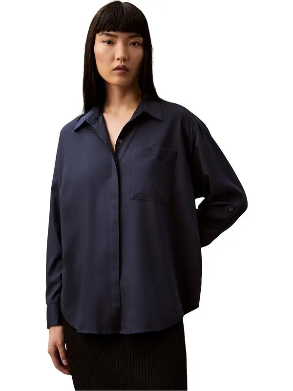 Calvin Klein Viscose Blend Relaxed Shirt - Ink