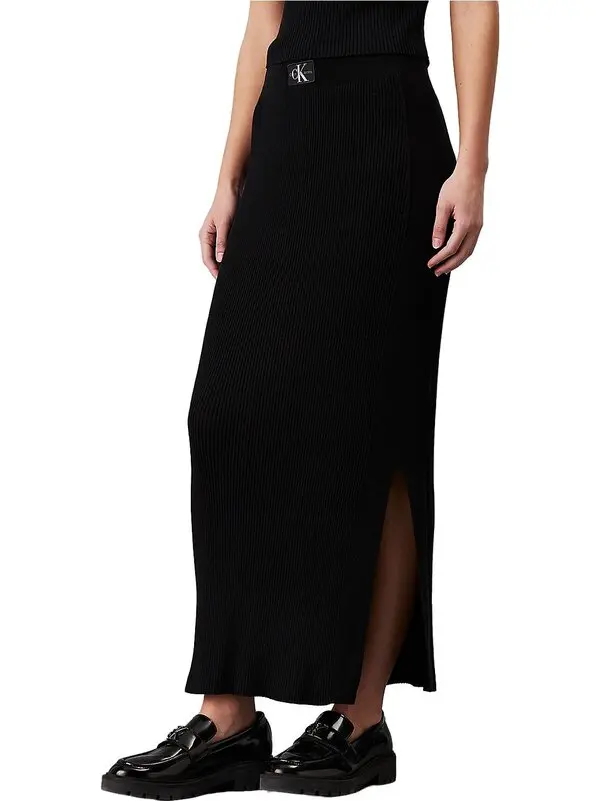 Calvin Klein Ribbed Maxi Skirt - Black