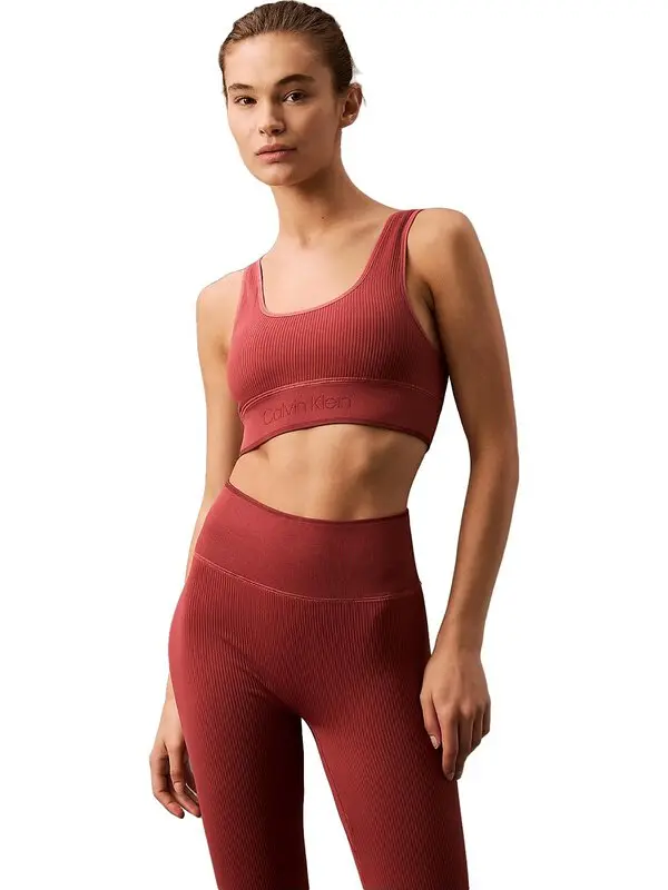 Calvin Klein Rib Sport Medium Impact Sports Bra - Apple Butter