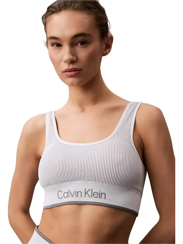 Calvin Klein Rib Sport Medium Impact Sports Bra - Brilliant White