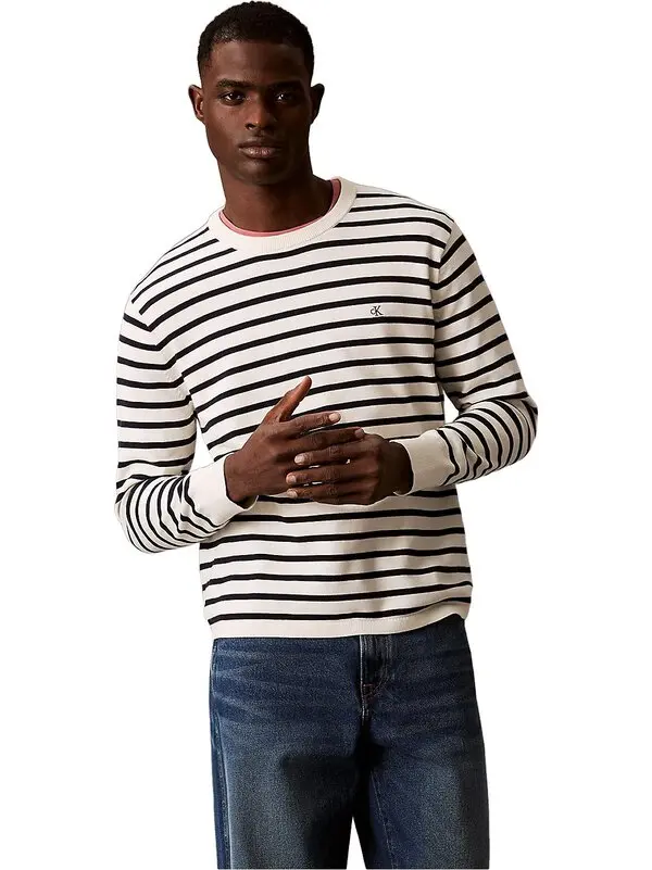Calvin Klein Classic Striped Sweater - Dark Sapphire / Tofu