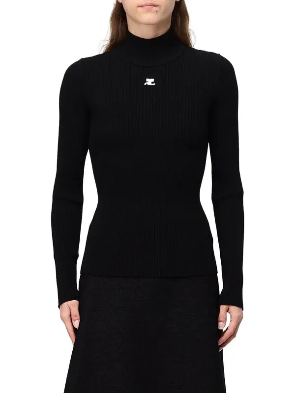 COURREGES Ribbed Turtleneck Top - Black