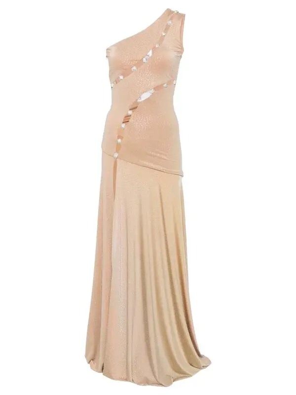 NISSA Crystal-embellished Maxi Dress - Neutrals