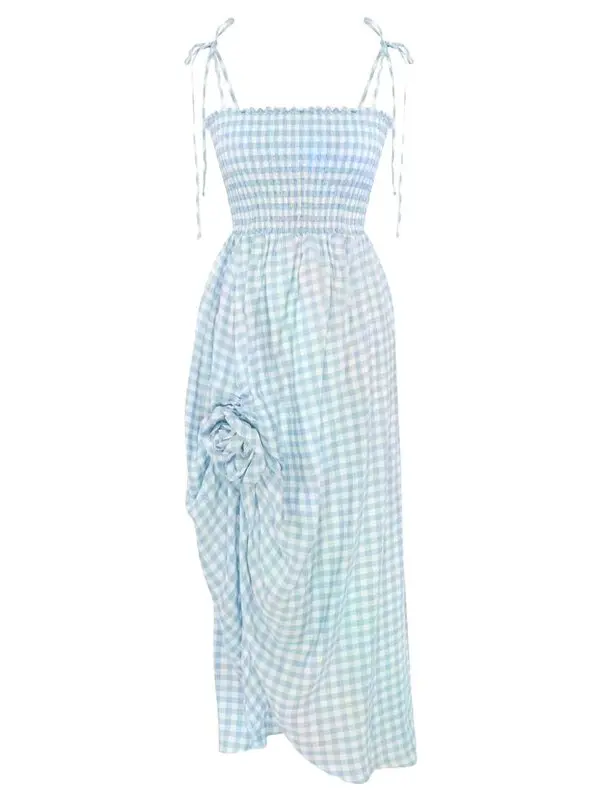 Sleeper Gingham-pattern Midi Dress - Blue