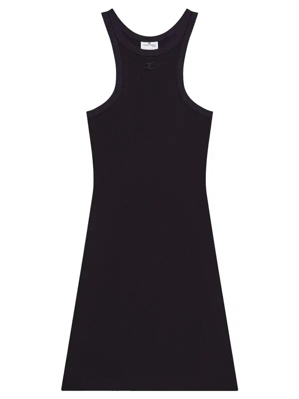 COURREGES Scuba Cotton Mini Dress - Black