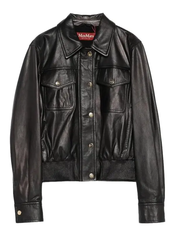 Max Mara Lambskin Jacket - Black