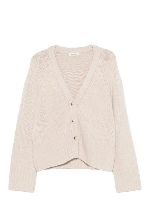Soft Goat Cashmere V-neck Cardigan - Beige