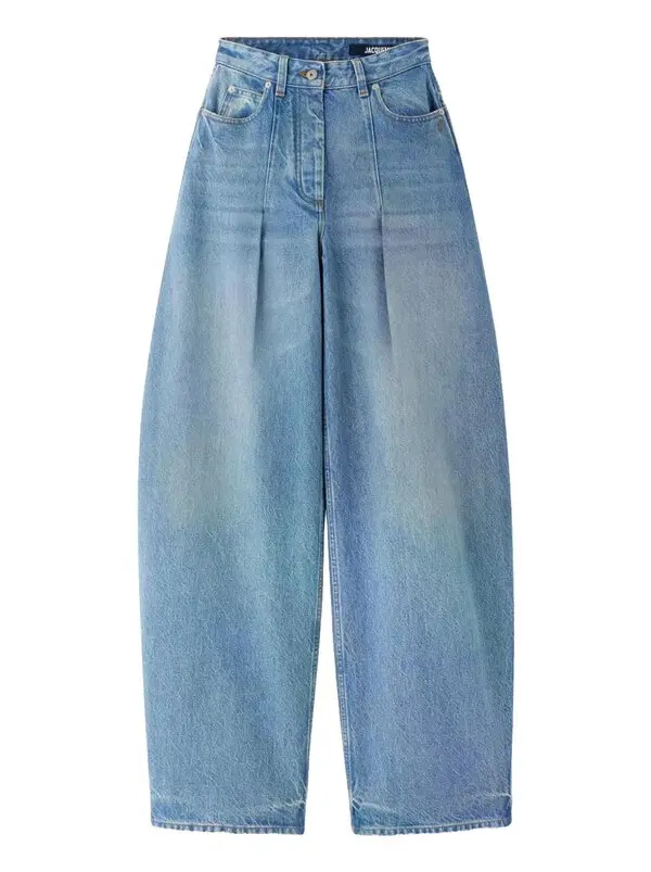 Jacquemus Ovalo De-nîmes High-waisted Wide-leg Jeans - Blue