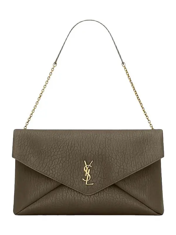 Saint Laurent Cassandre Xxl Envelope Pouch On Chain - Light Musk