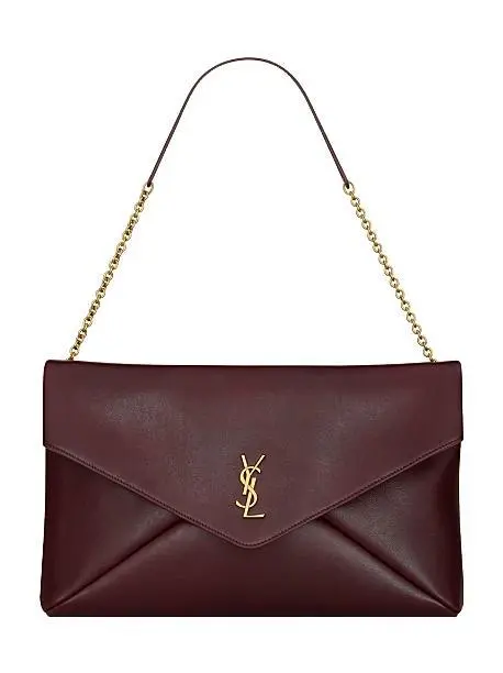 Saint Laurent Cassandre Xxl Envelope Pouch On Chain - Rouge Cabernet