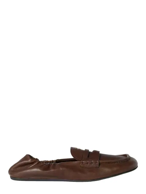 Miu Miu Embossed-logo Loafers - Brown