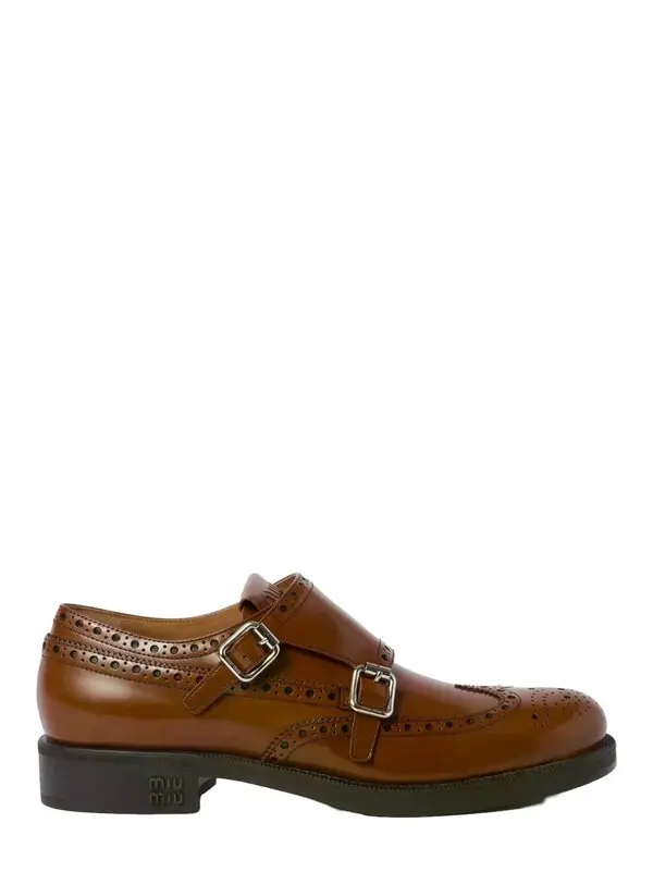 Miu Miu X Church's Leather Brogue Shoes - Brown