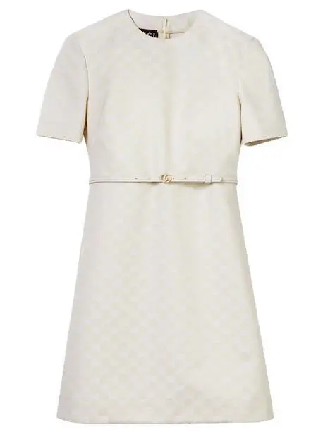 Gucci Gg Cotton Gabardine Dress - Beige
