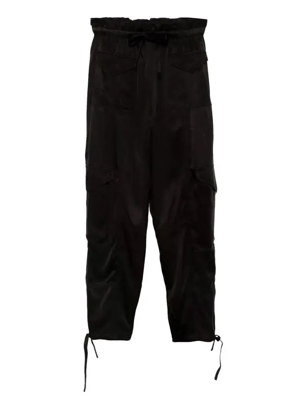 GANNI Washed Satin Trousers - Black
