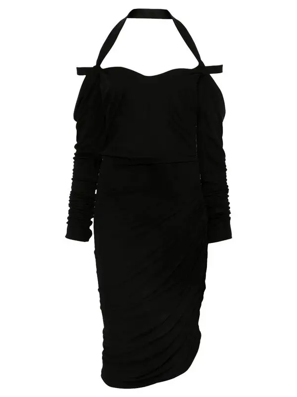 Attico Long-sleeve Midi Dress - Black