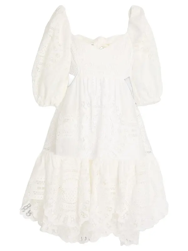 Zimmermann Cutout Broderie Anglaise Linen Mini Dress - White