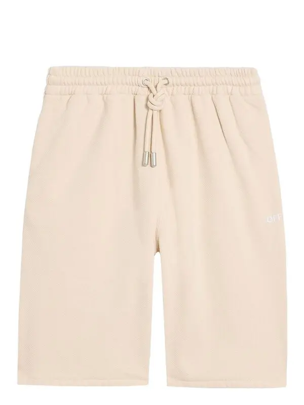 Off-White French Cotton Terry Drawstring Shorts - Cream