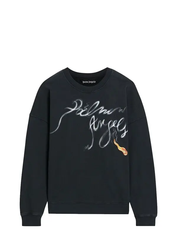 Palm Angels Logo-print Cotton-jersey Sweatshirt - Black