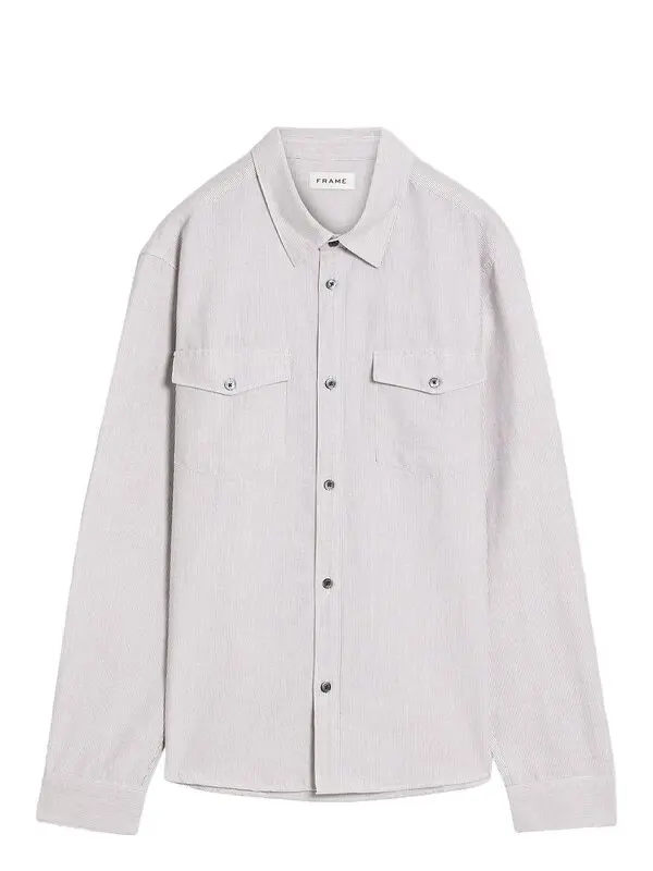 FRAME Pinstriped Cotton Oxford Shirt - White