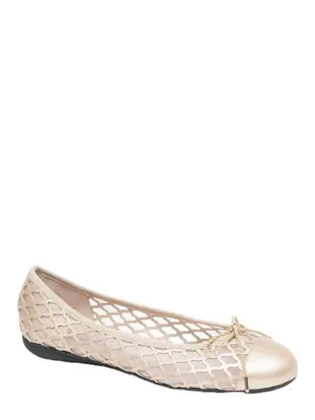 PAUL MAYER ATTITUDES Mesh Overlay Ballerina Flat - Gold