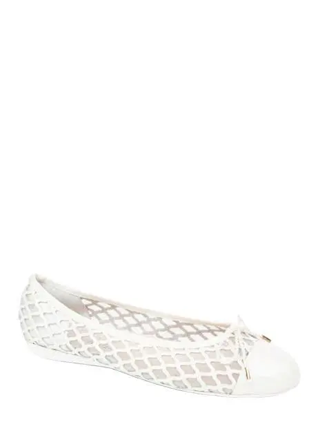 PAUL MAYER ATTITUDES Mesh Overlay Ballerina Flat - Pearl Patent