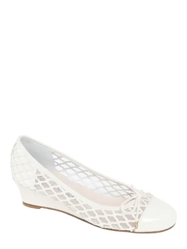 PAUL MAYER Cap Toe Wedge Pump - Pearl