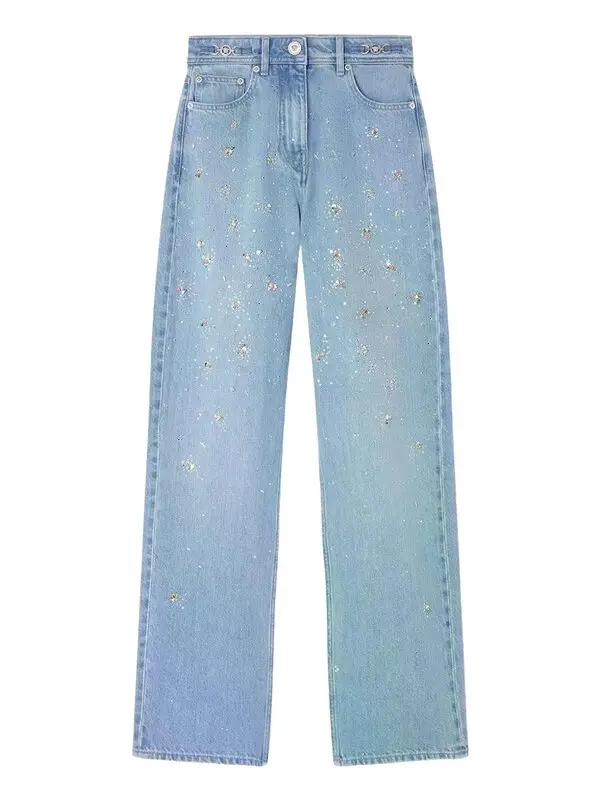 Versace Embellished High-waist Jeans - Blue