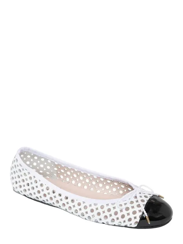 PAUL MAYER Brandy Perforated Ballet Flat - Black/ White