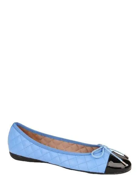 PAUL MAYER Cap-toe Quilted Ballerina Flat - Black/ Blue