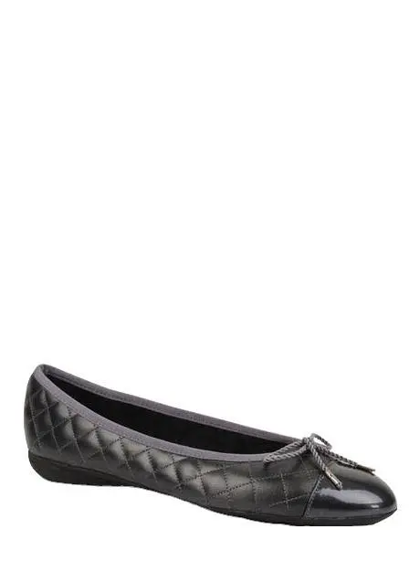 PAUL MAYER Cap-toe Quilted Ballerina Flat - Pewter