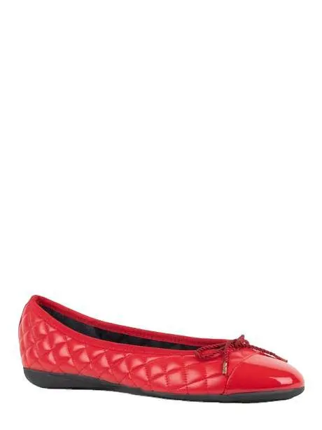 PAUL MAYER Cap-toe Quilted Ballerina Flat - Red