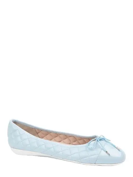 PAUL MAYER ATTITUDES Cap-toe Quilted Ballerina Flat - Sky Blue Leather