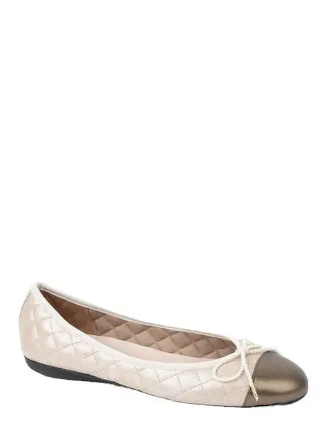 PAUL MAYER ATTITUDES Cap-toe Quilted Ballerina Flat - Taupe/ Salinas