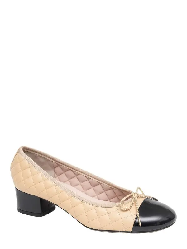 PAUL MAYER Titou Cap-toe Pumps - Patent Black/ Beige Leather