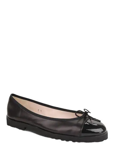 PAUL MAYER Bravo Lug Sole Ballerina Flats - Black Patent/black Nappa