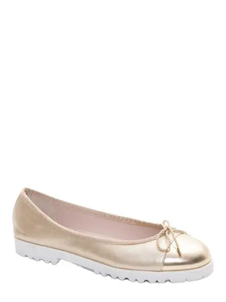 PAUL MAYER ATTITUDES Bravo Lug Sole Ballerina Flats - Metallic Gold