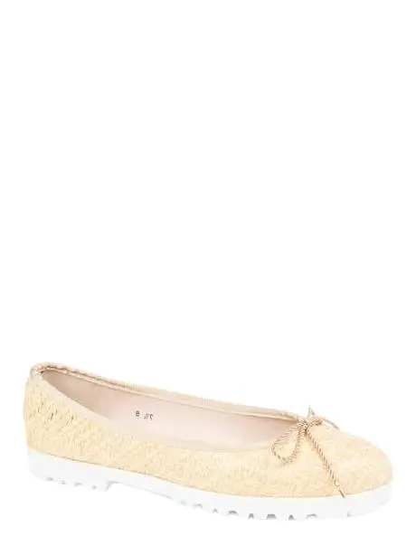 PAUL MAYER ATTITUDES Bravo Lug Sole Ballerina Flats - Natural Raffia