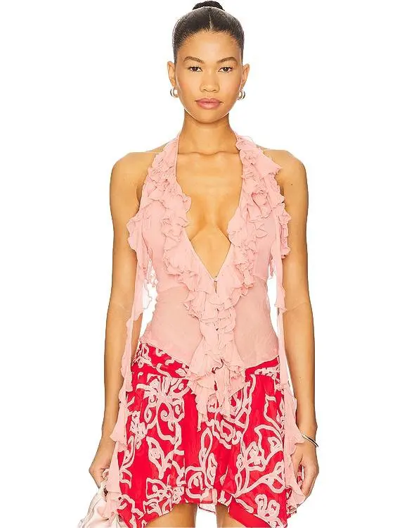LOVERS AND FRIENDS Ila Sheer Top - Rose Pink