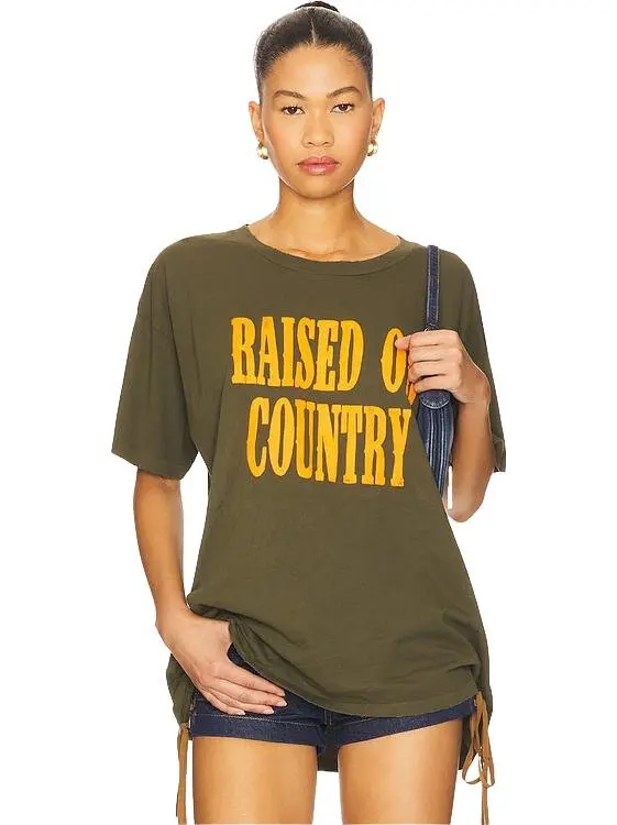Daydreamer Raised On Country Merch Tee - Military Green