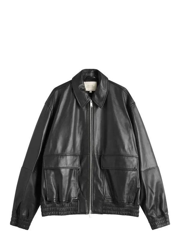 Studio Nicholson Piston Leather Bomber Jacket - Black
