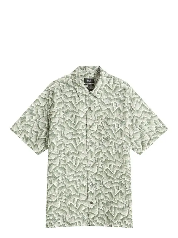 A.p.c. Roy Wave Print Shirt Sleeve Shirt - Dark Green