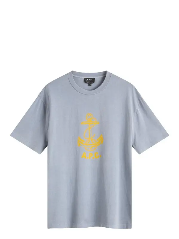 A.p.c. Davy Anchor Print T-shirt - Blue Grey