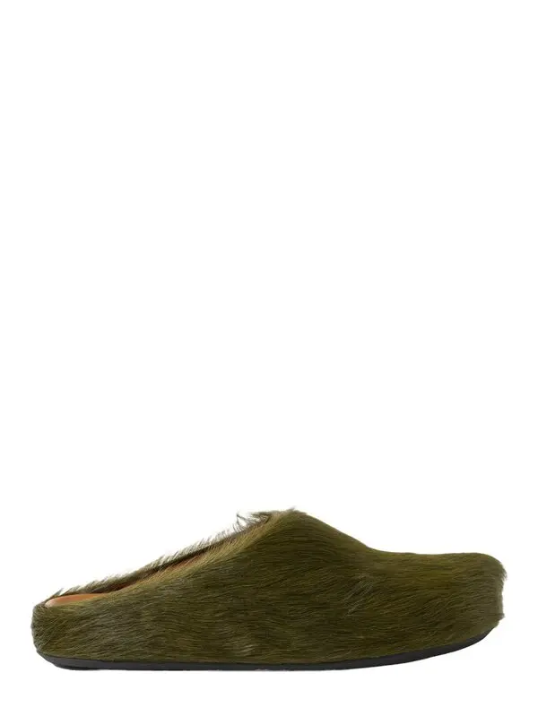 Marni Fussbett Calf Hair Slippers - Green