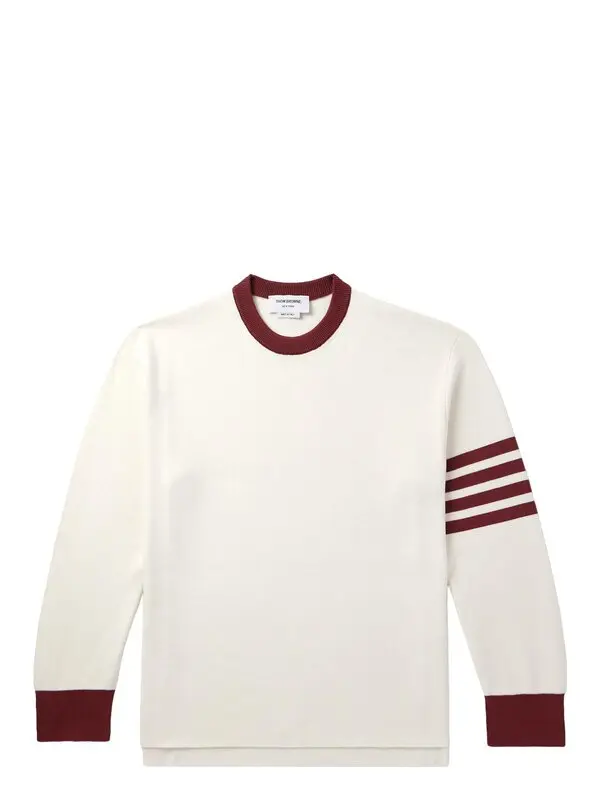 Thom Browne Striped Cotton Sweater - White