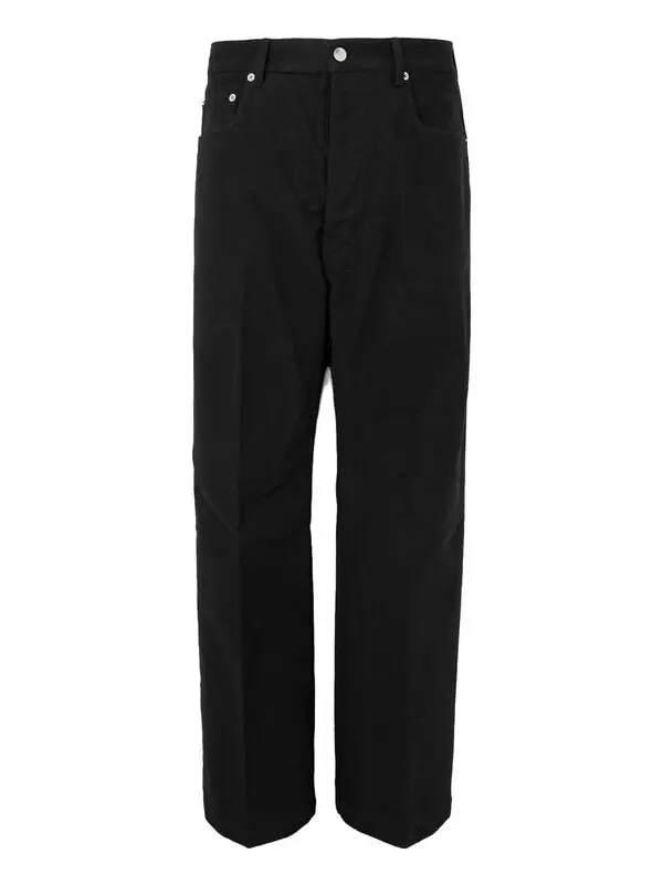 Rick Owens Geth Wide-leg Brushed Organic Cotton-twill Trousers - Black