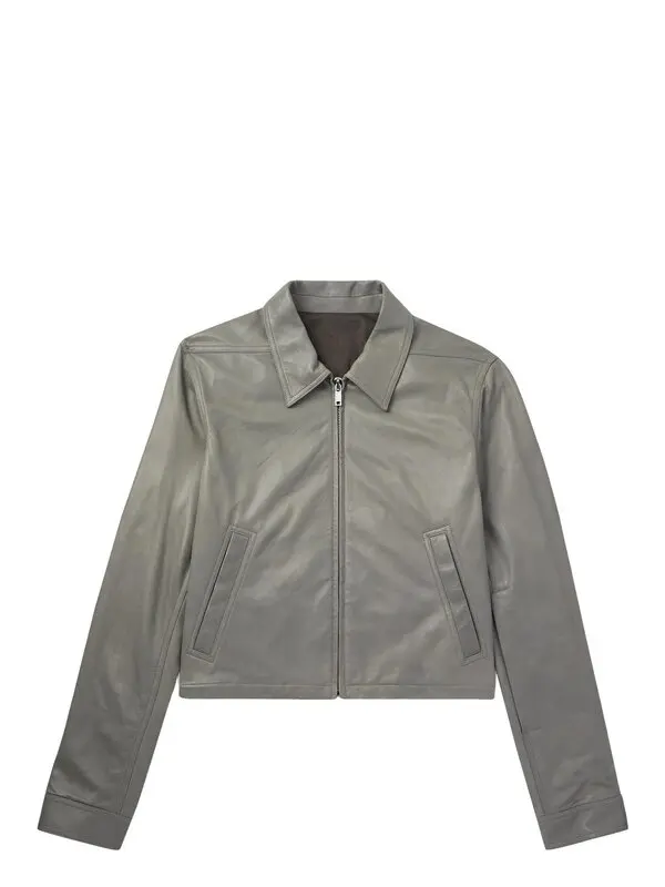 Rick Owens Alice Brad Slim-fit Waxed-leather Jacket - Gray