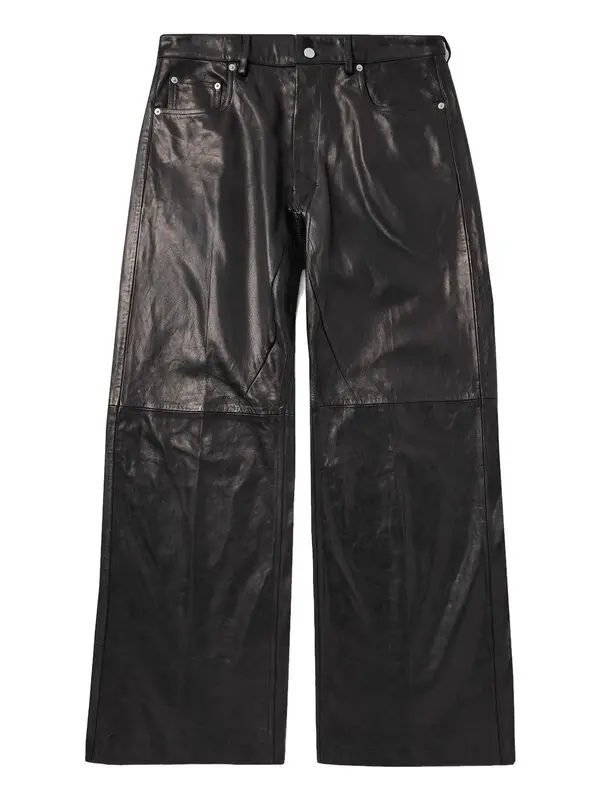 Rick Owens Geth Wide-leg Panelled Leather Trousers - Black