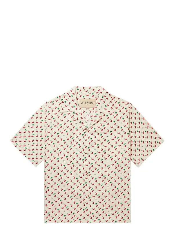 Valentino Garavani Camp-collar Printed Cotton-poplin Shirt - Neutrals