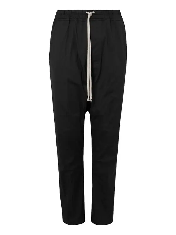 Rick Owens Tapered Cotton-blend Poplin Trousers - Black