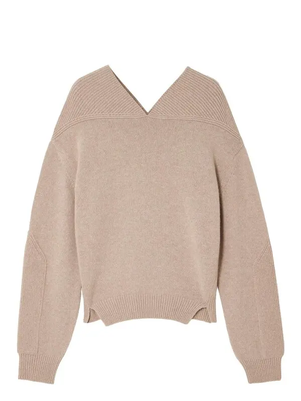 Victoria Beckham Ribbed Wool And Cashmere-blend Sweater - Neutrals